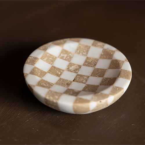 Checker Marble Dish – Beigestyle